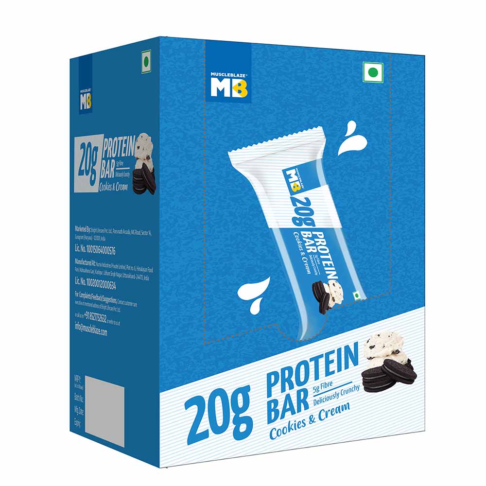 MuscleBlaze Protein Bars 6 Bars Cookies Cream Flavours