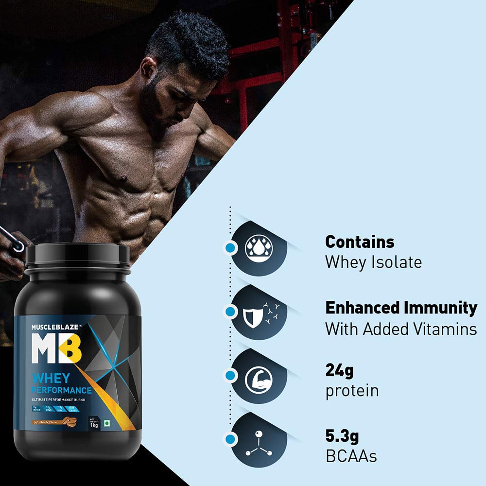 MuscleBlaze Whey Performance (25g Protein) - Chocolate (1 Kg / 2.2 lb)
