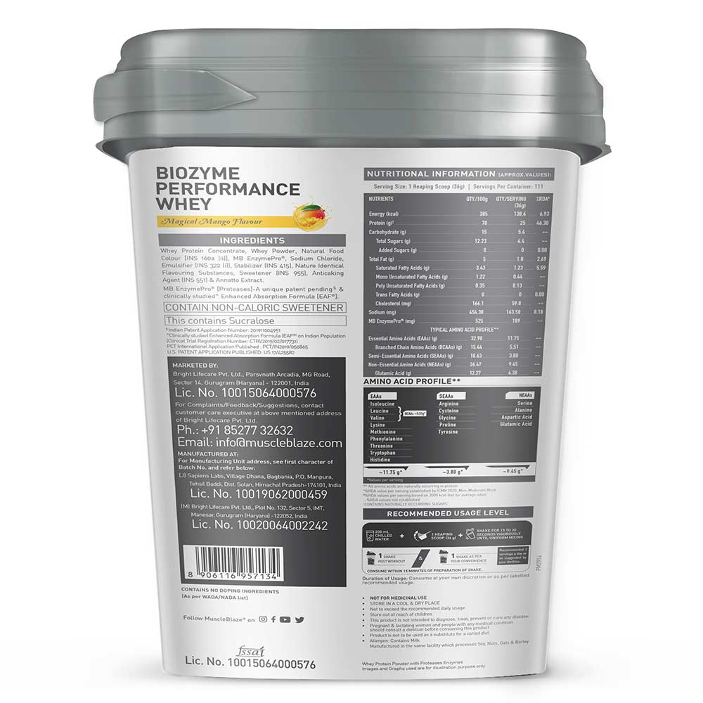 MuscleBlaze Biozyme Performance Whey Protein 4.4 lb Rich Chocolate